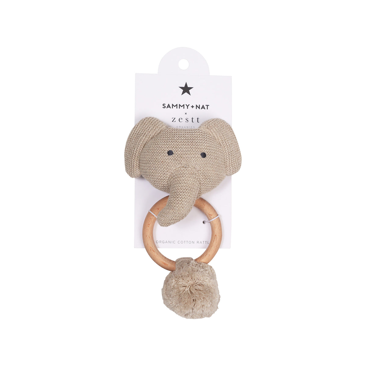 Organic Elephant Rattle in Oatmeal - Sammy + Nat x Zestt - Sammy+Nat store
